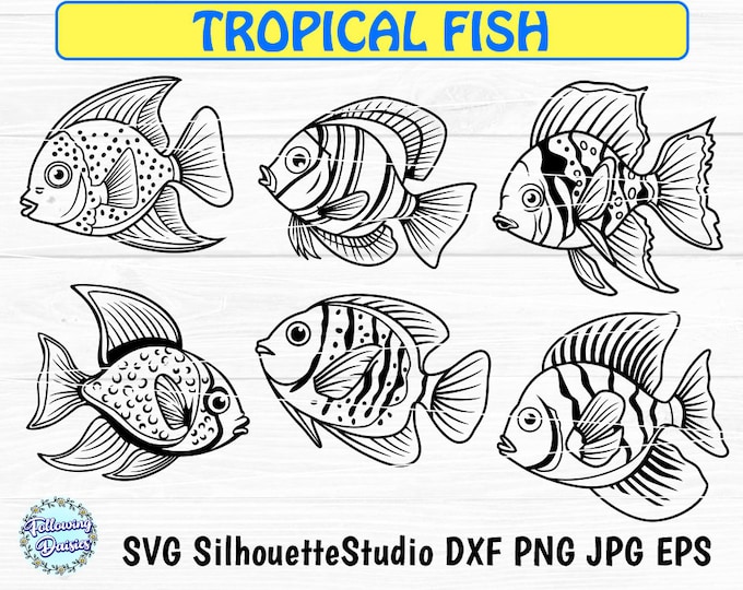 4 Happy Fish Svg Cutting Files for Cricut and Silhouette Set2, Fish ...