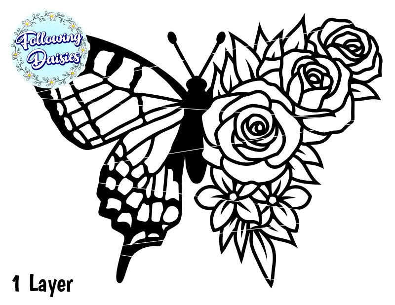 BUTTEFLIY in SVG, Floral Butterfly, Roses,flowers Svg, Spring ...