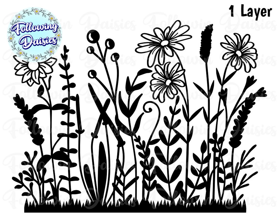 FLOWERING MEADOW in SVG Flowers Floral decoration Instant | Etsy