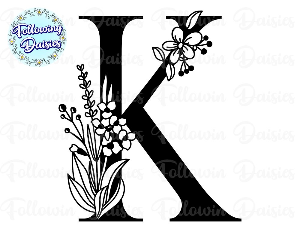 LETRA K Floral en SVG Letra K decorada con flores Archivos | Etsy España