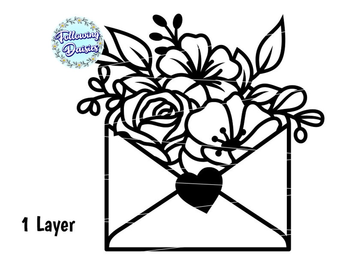 FLORAL ENVELOPE SVG, Flowers, Love, Valentine's Day, Lovely Envelope ...