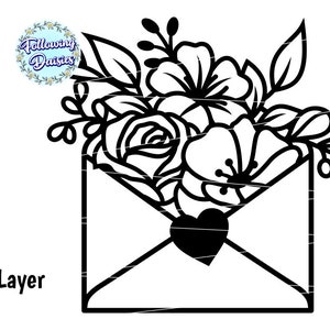 FLORAL ENVELOPE SVG, Flowers, Love, Valentine's Day, Lovely Envelope ...