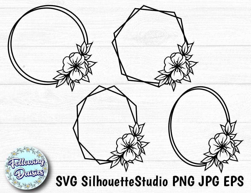FLORAL FRAMES No.3 in SVG Geometric Frames Monogram Frame - Etsy