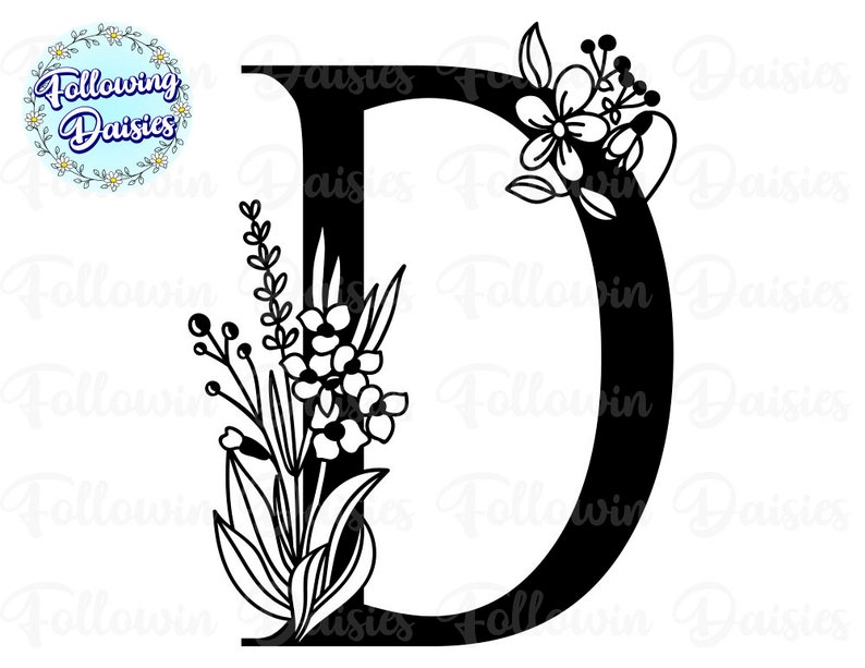 FLORAL LETTER D in Svg Decorative Initial Paper Cut | Etsy