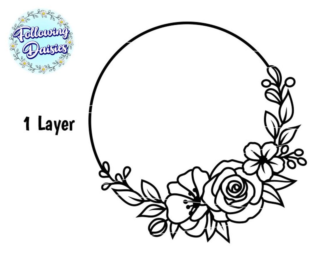 Floral FRAME and FLOWERS in SVG, Floral Wreath, Monogram Frame, Flower ...