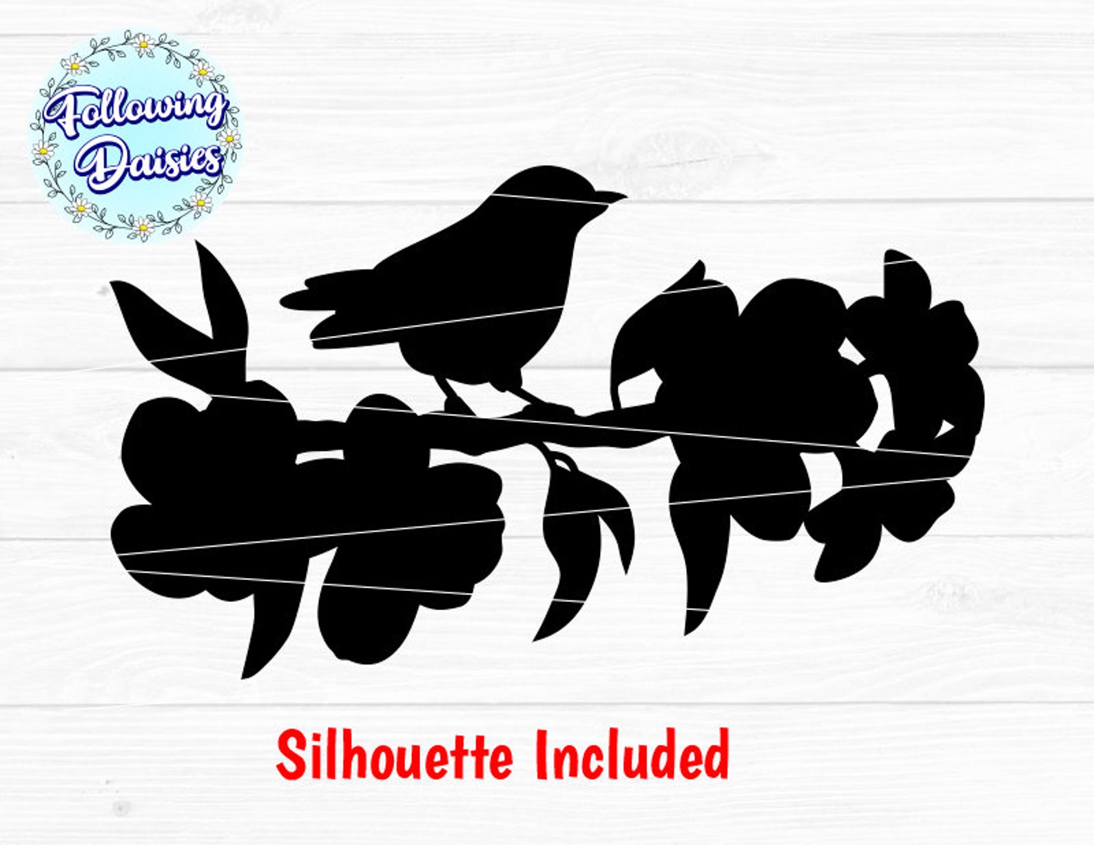 BIRD and FLOWERS in SVG, Branch, Paper Cut Template, Svg Files for ...