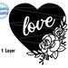 CORAZON con rosas y la palabra LOVE en SVG, Corazón floral, Decoración ...