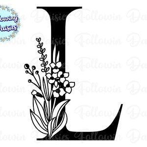 FLORAL LETTER L in Svg, Decorative Initial, Paper Cut Template, Instant ...