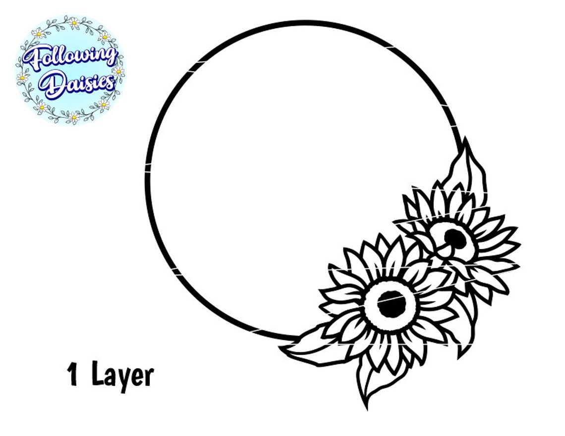 FLORAL FRAME in SVG, Sunflowers, Monogram Frame, Floral Wreath ...