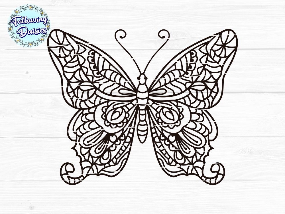 Zentangle Butterfly SVG Bundle: Cricut & Silhouette Cut Files - Etsy