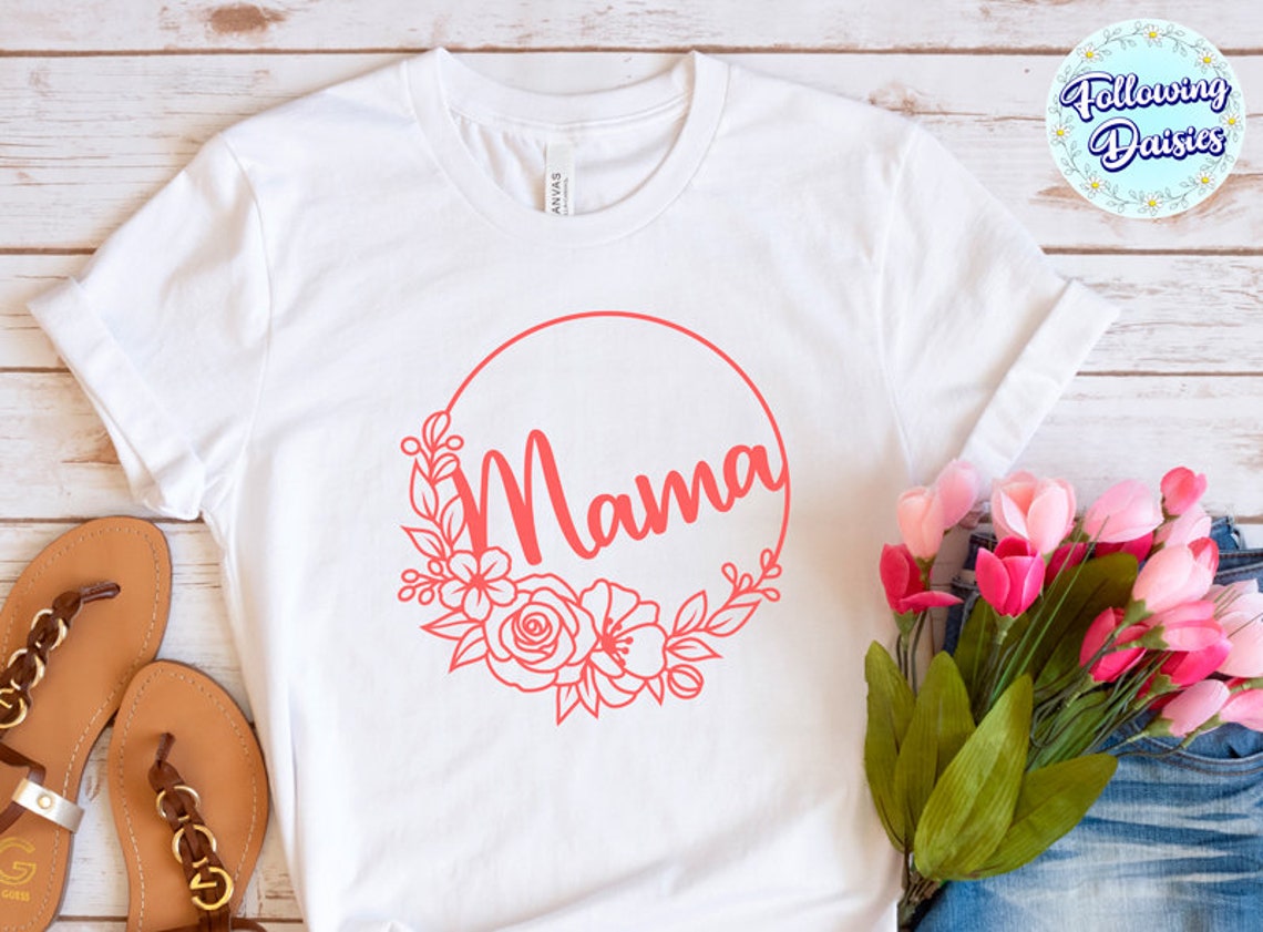 FLORAL CIRCLE MAMA Svg Mothers Day Floral Frame Mom | Etsy