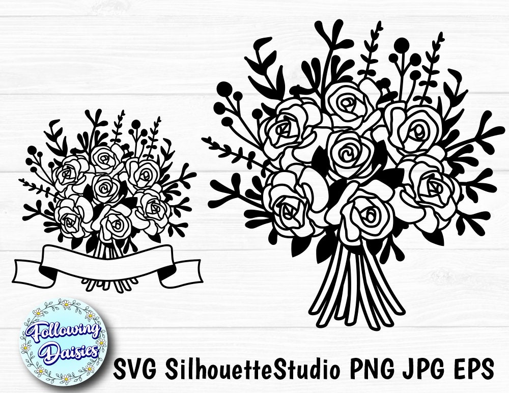 RAMO de ROSAS en SVG Conjunto floral Ramo de Boda Flores | Etsy