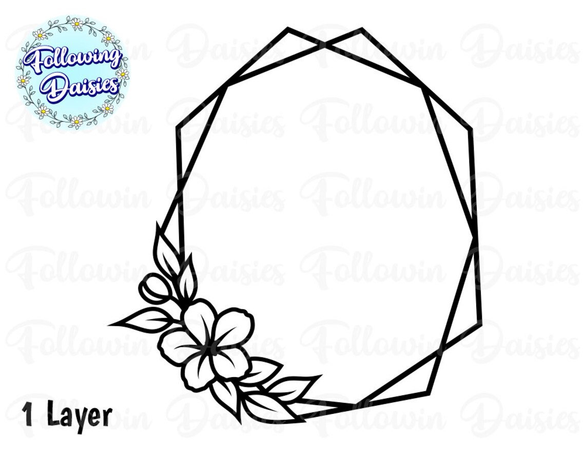 FLORAL FRAMES in SVG No.1 Geometric Frames Monogram Frame | Etsy