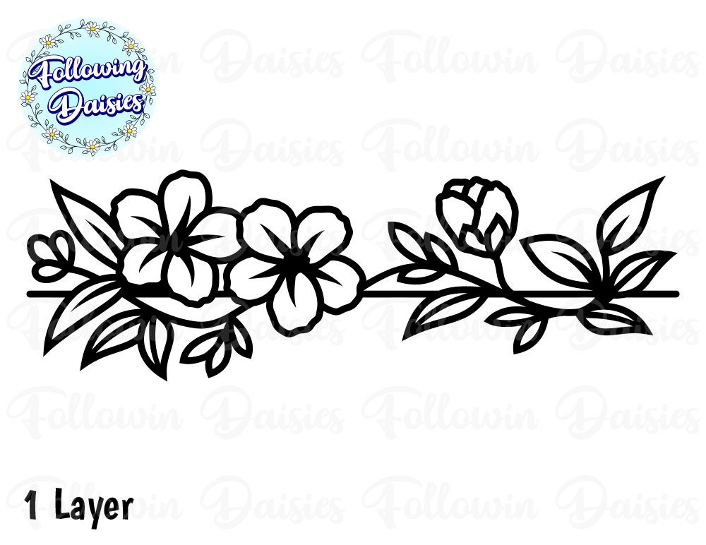 FLOWER BORDER in SVG, Flowers, Split Monogram, Floral Ornaments, Paper ...