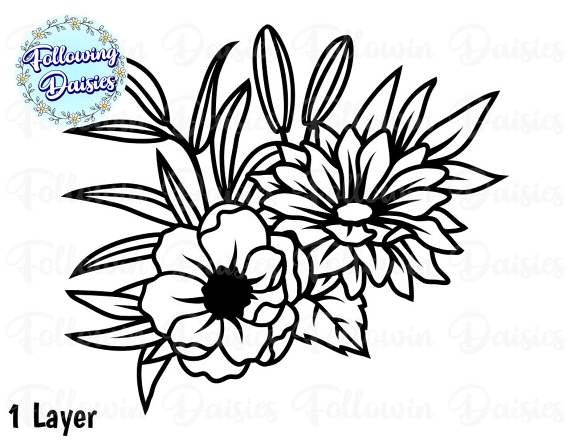 FLORAL BOUQUETS SVG, Flowers, Flower Cut File, Floral Ornaments, Paper ...