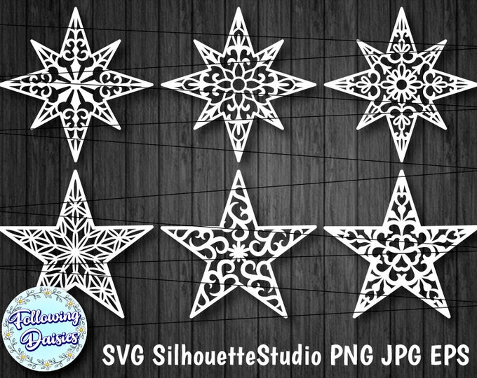 Christmas Star Svg Bundle, Christmas Svg Files, Reindeer Svg, Christmas ...