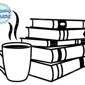 BOOKS and a CUP of Coffee SVG, Floral Books, Teacher, Book Lovers ...