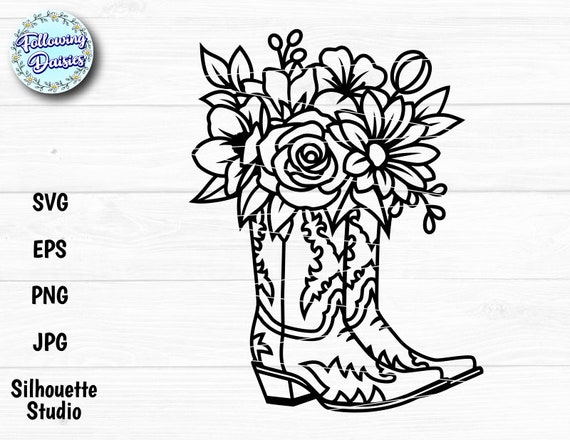 COWBOY BOOTS SVG Boots Decorated With Flowers Western - Etsy
