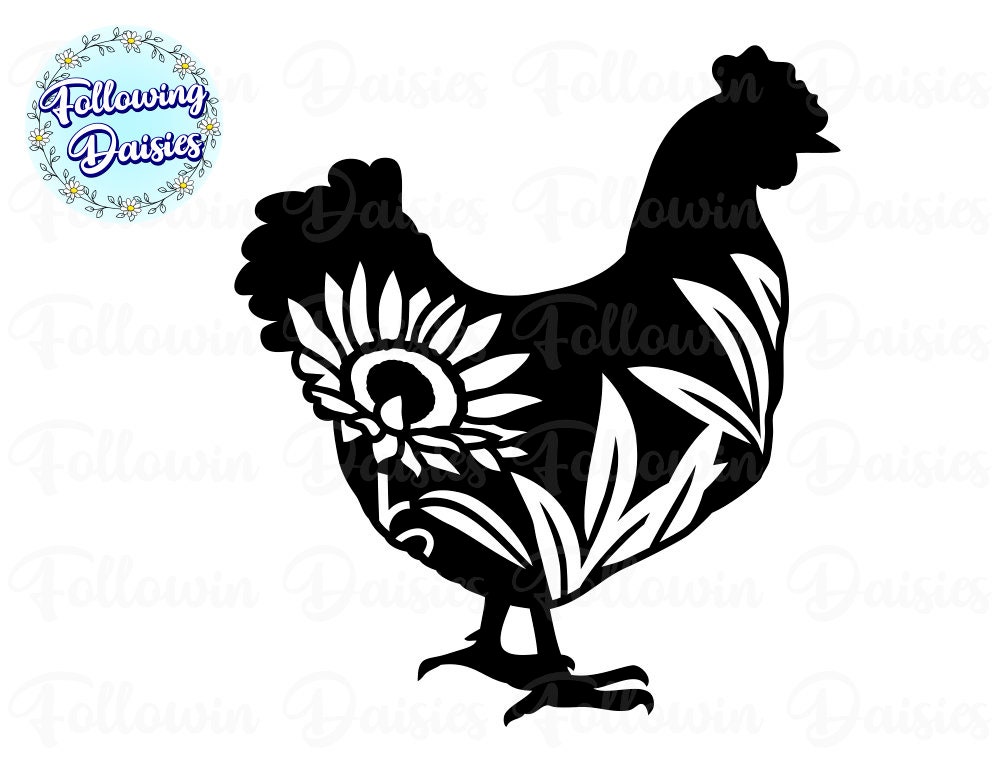 FLORAL CHICKEN in SVG Chicken silhouette Farm Chicken | Etsy