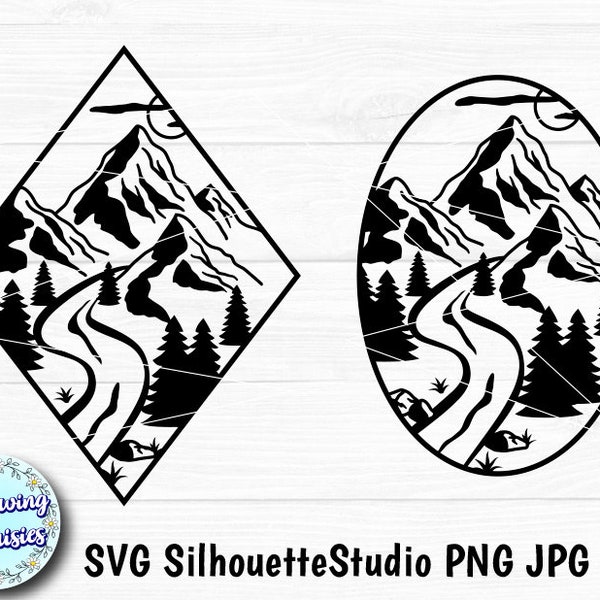 Mountain River Silhouette Svg - Etsy