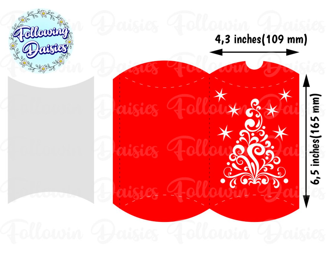 CHRISTMAS Pillow BOX Template, Christmas Box SVG, Gift Box Template ...