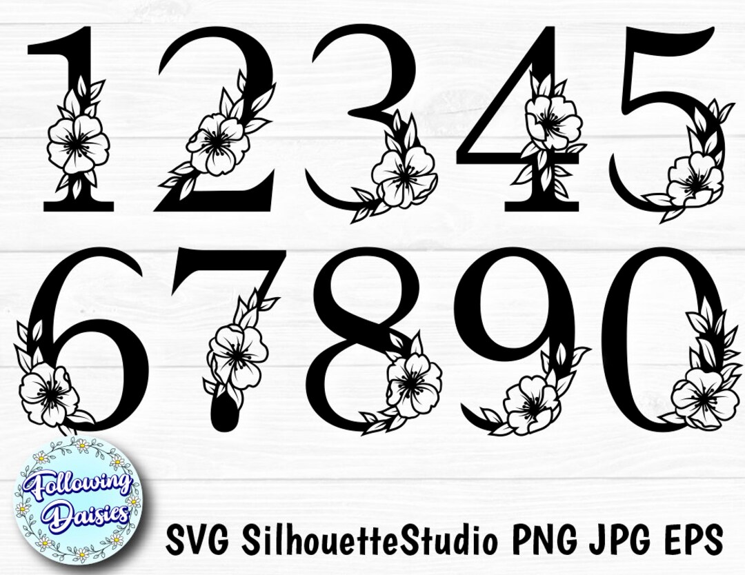 FLORAL NUMBERS in SVG, Anniversary, Birthday, Numbers Decorated With ...