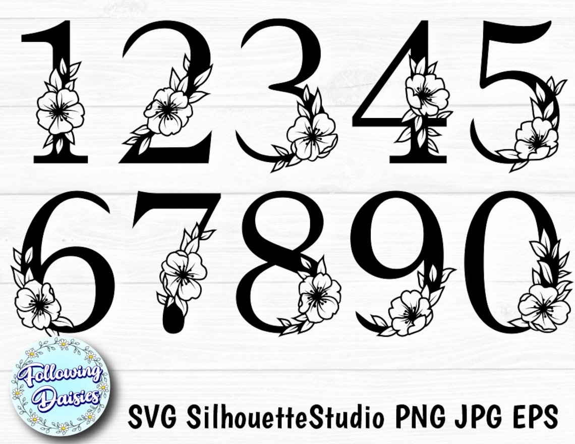 NUMEROS FLORALES en SVG, Números decorados con flores, Aniversarios ...