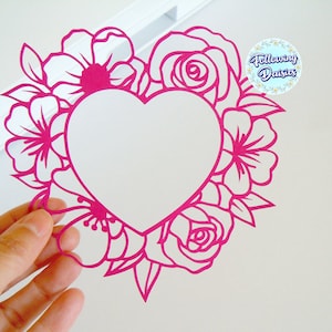 FLOWER HEART SVG, Flowers, Love, Valentine's Day, Floral Heart, Paper ...