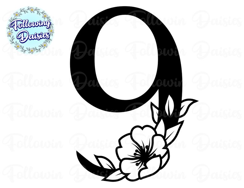 NUMBER 9 in SVG Floral Number Number 0 Number 90 - Etsy