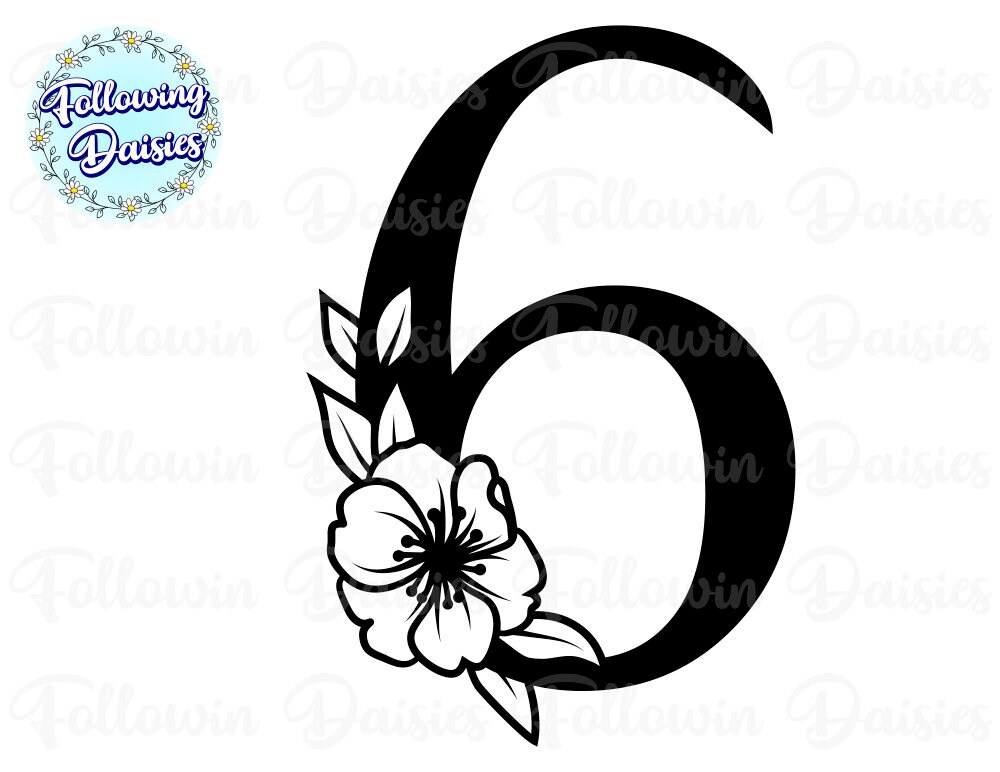 NUMBER 6 in SVG Floral Number Number 0 Number 60 | Etsy