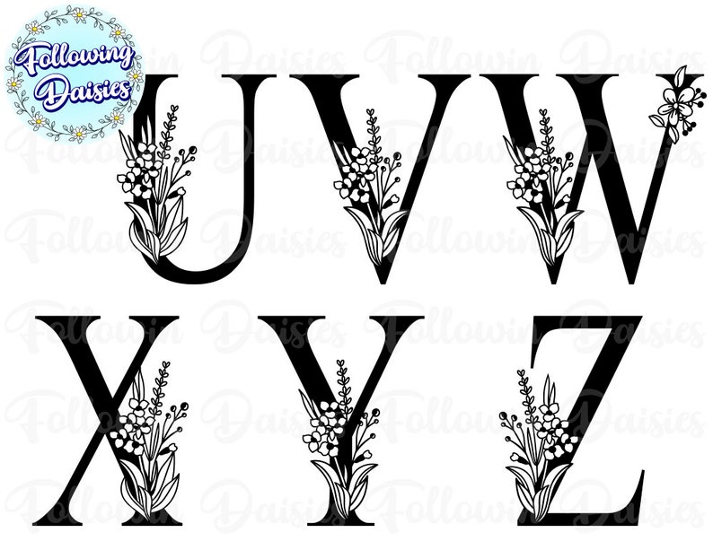 ABECEDARIO Floral completo en SVG Letras decoradas con | Etsy México
