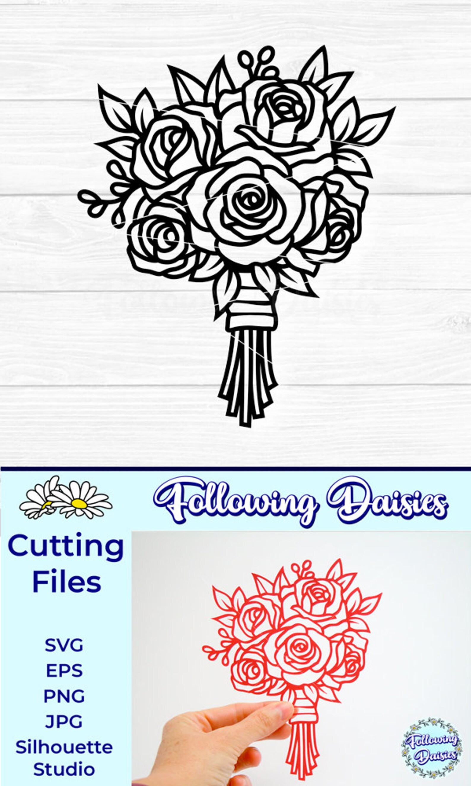 BOUQUET of ROSES SVG Bouquet of Flowers Floral - Etsy