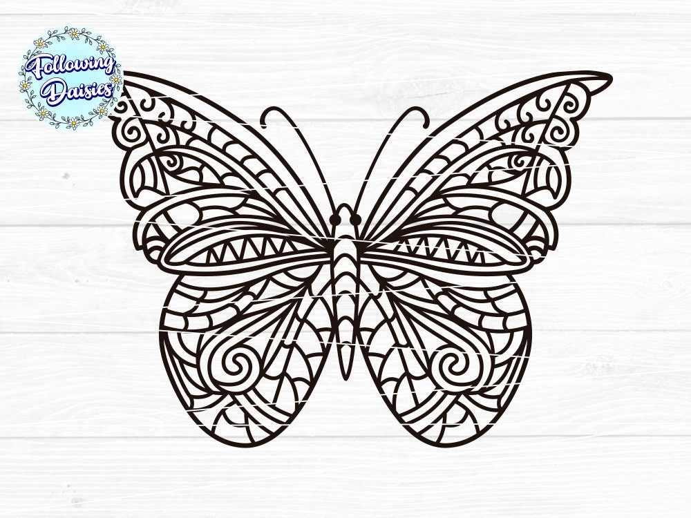 Zentangle Butterfly SVG Bundle: Cricut & Silhouette Cut Files - Etsy