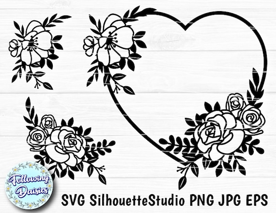 FLORAL HEART in SVG Heart Decorated With Flowers Floral - Etsy