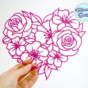 FLOWER HEART SVG, Flowers, Love, Valentine's Day, Floral Heart, Paper ...