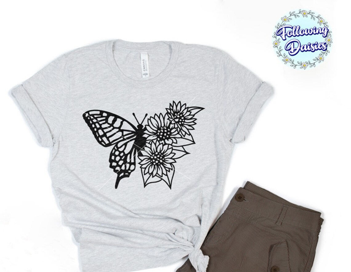 BUTTEFLIY in SVG, Floral Butterfly, Sunflowers, Flowers Svg, Butterfly ...