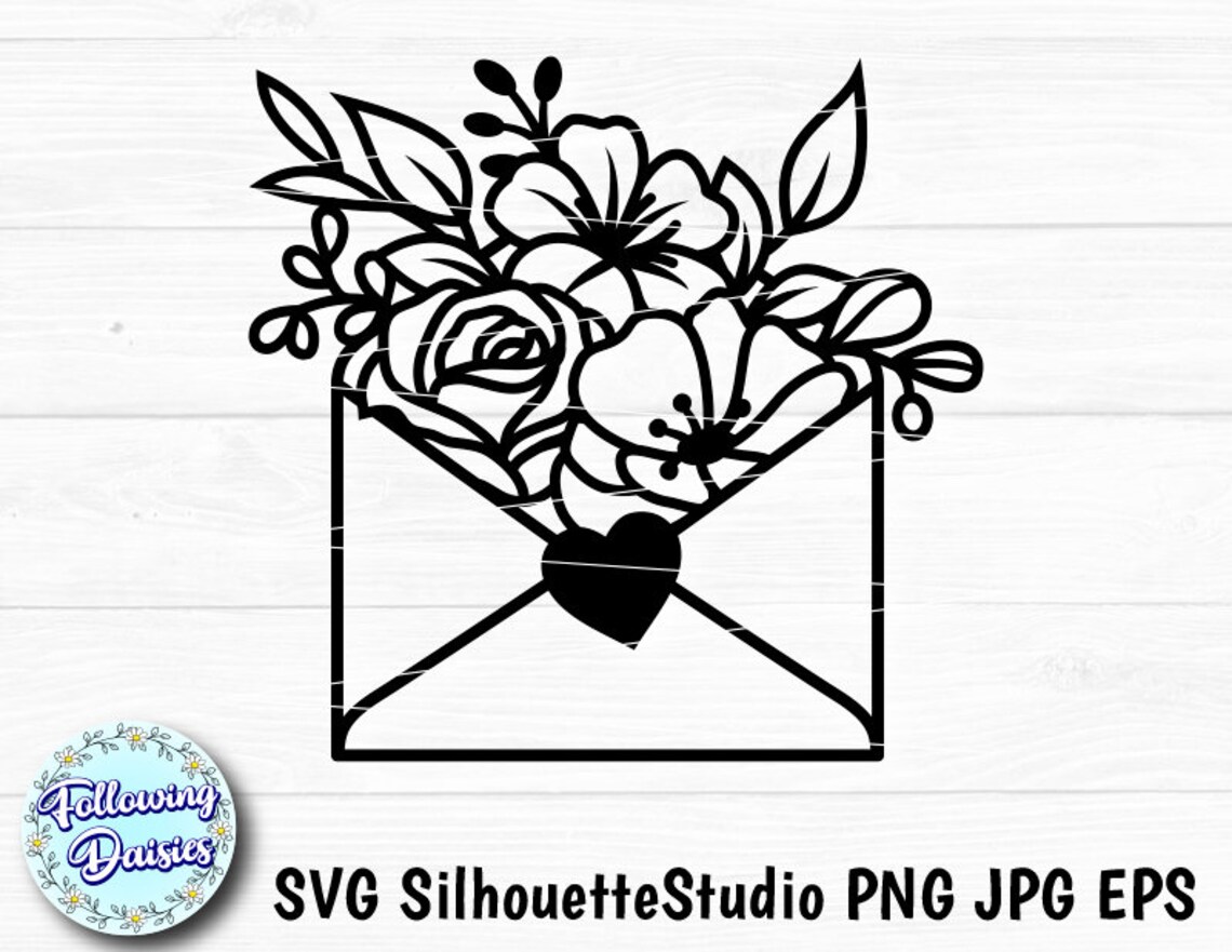 FLORAL ENVELOPE SVG, Flowers, Love, Valentine's Day, Lovely Envelope ...