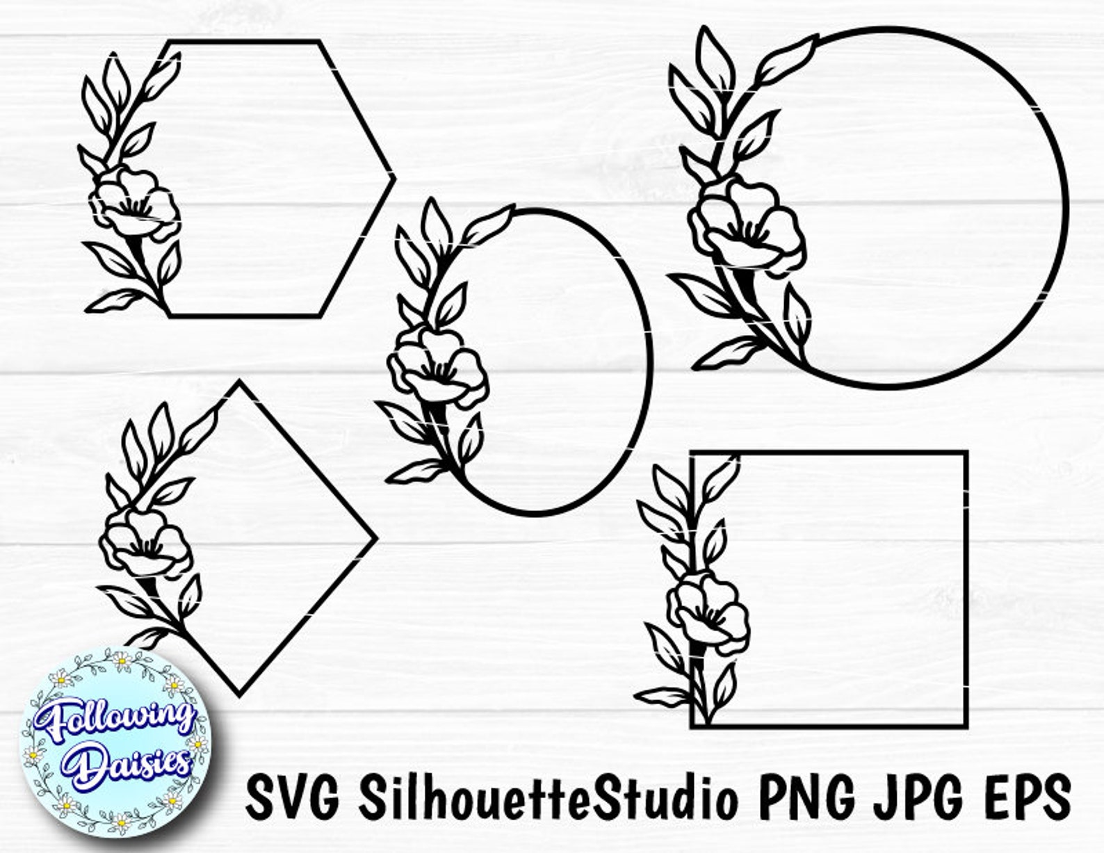 FLORAL FRAMES SVG, Geometric Frames, Monogram Frame, Circle, Oval ...