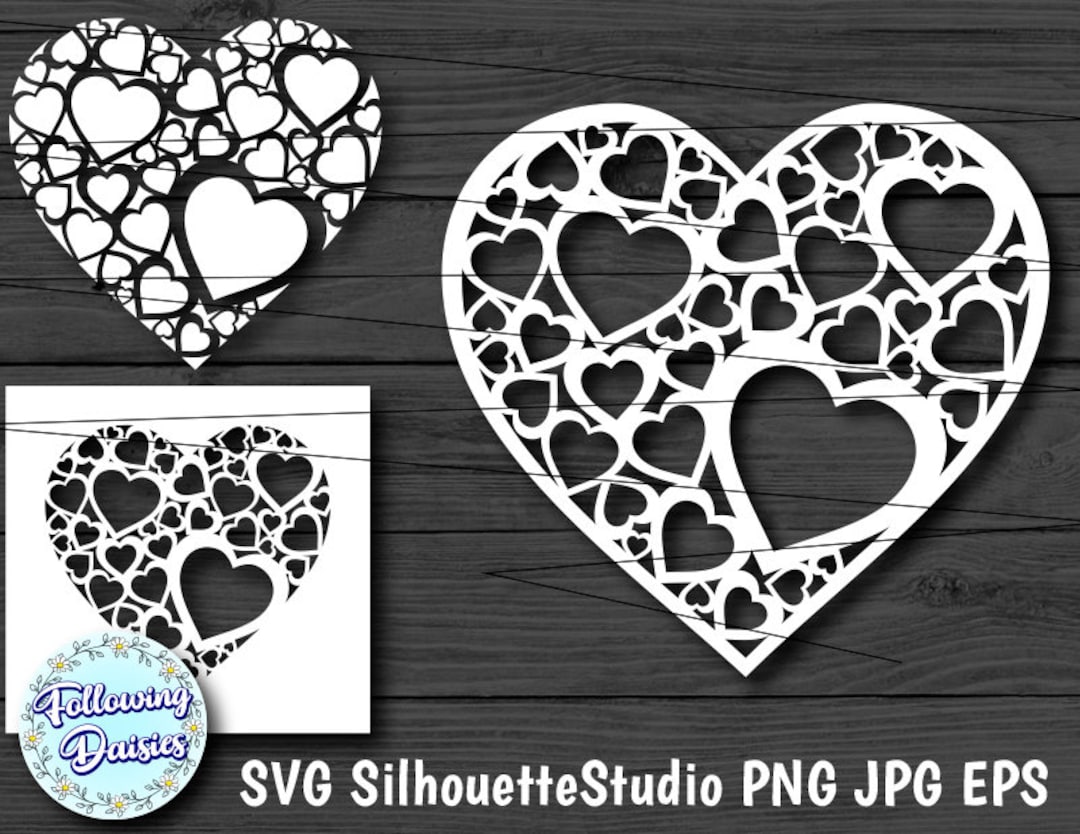 HEART With HEARTS in SVG, Heart Decorations, Ornament Stencil ...
