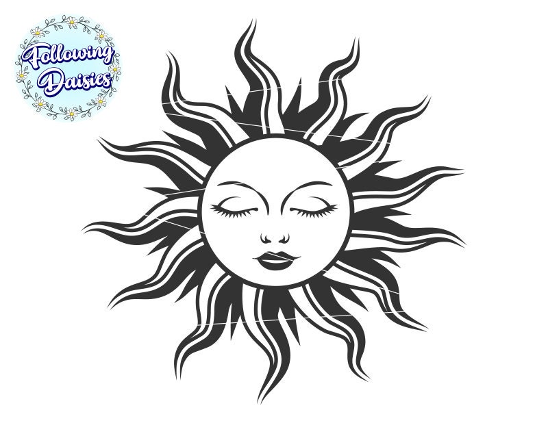 SOL con CARA en SVG Silueta de sol Archivos svg para cricut - Etsy México