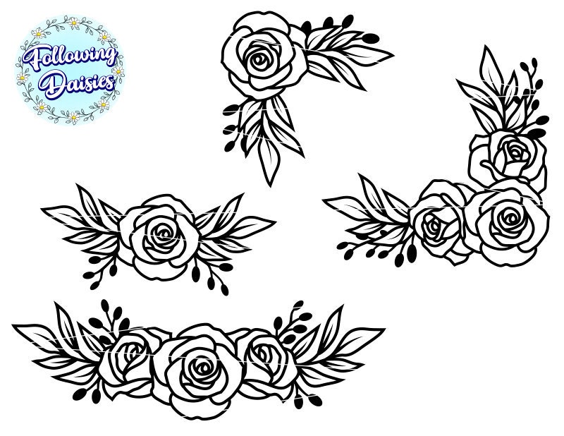 ROSES in SVG Roses Bundle Roses Bouquets Roses Frame | Etsy