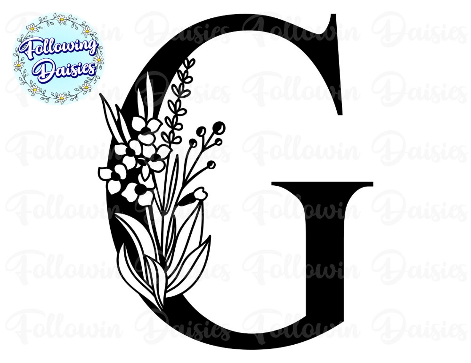 FLORAL LETTER G in Svg, Decorative Initial, Paper Cut Template, Instant ...