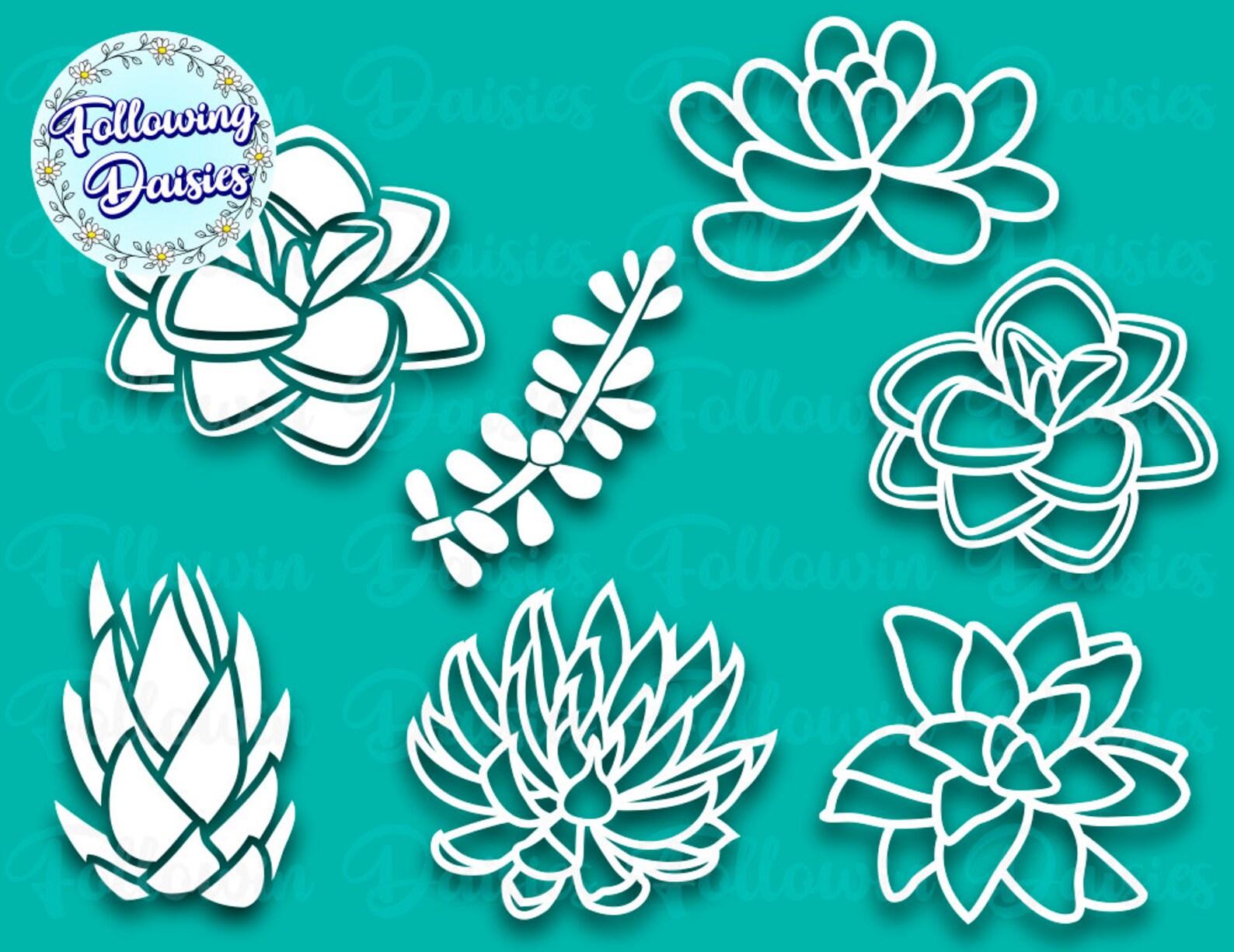 SUCCULENTS BUNDLE in SVG, 28 Succulents Silhouettes, Paper Cut Template ...
