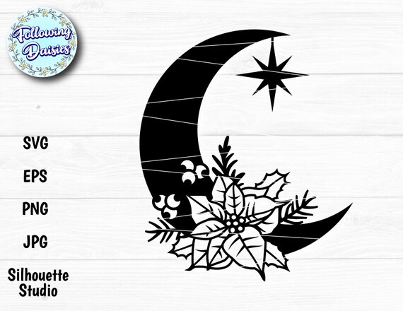 CHRISTMAS MOON SVG Christmas Decorations Poinsettia | Etsy