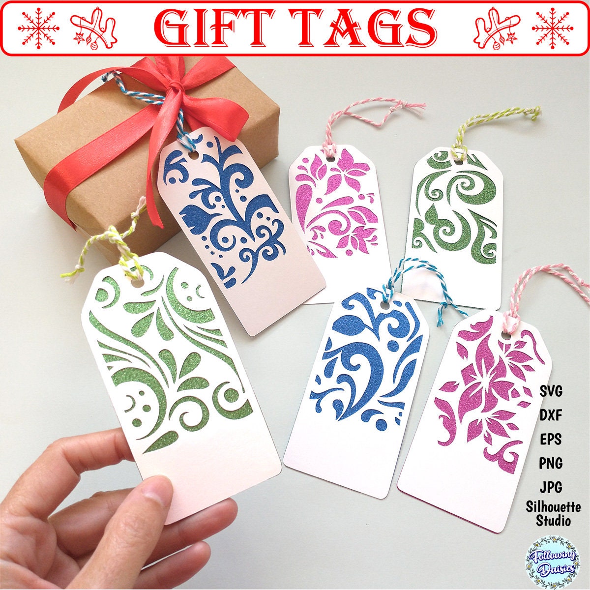 Floral Gift Tags SVG: Cricut & Silhouette Cut Files - Etsy