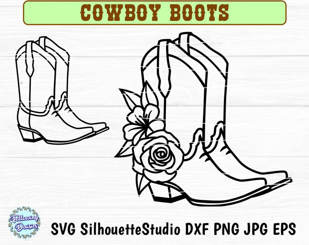 COWBOY BOOTS SVG, Boots Decorated With Flowers, Floral Cowboy Boots Svg ...