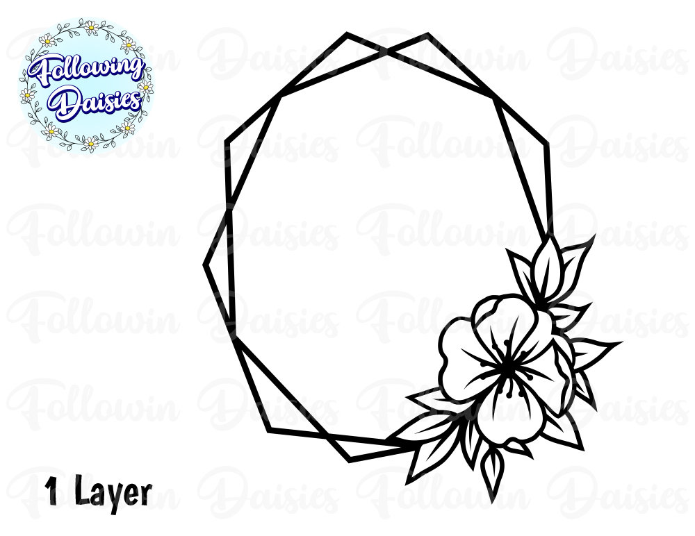 FLORAL FRAMES No.3 in SVG Geometric Frames Monogram Frame | Etsy