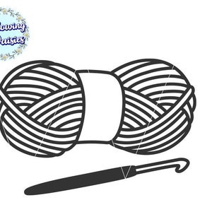BALL of Wool With CROCHET Hook SVG, Ball of Yarn, Crochet Hook ...