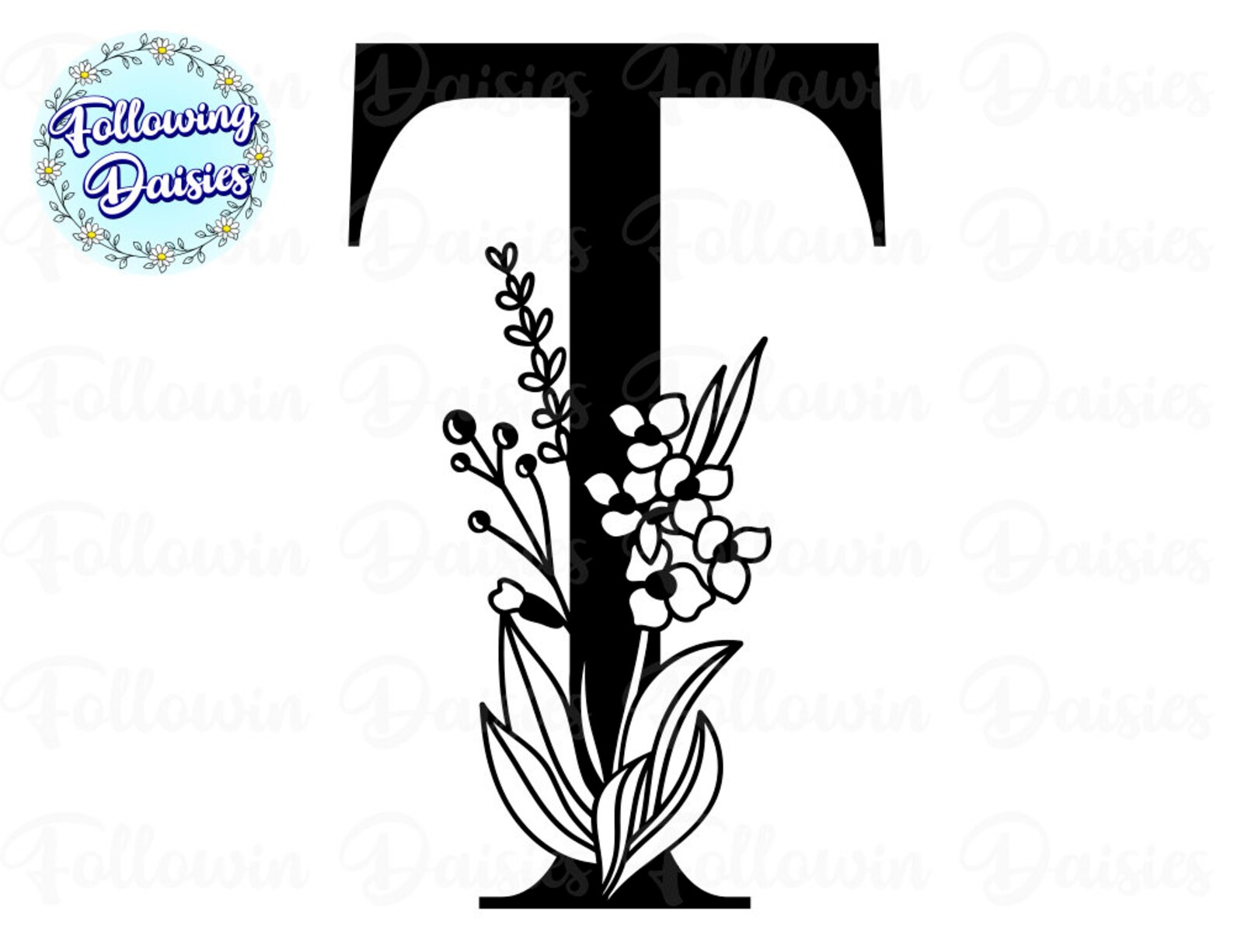 LETRA T Floral en SVG Letra T decorada con flores Archivos | Etsy