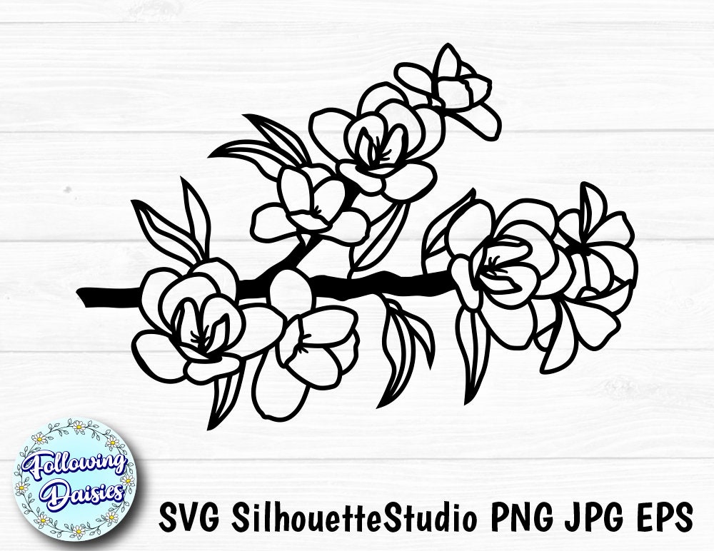 Tree BRANCH With FLOWERS in SVG Flowers Floral Ornaments - Etsy